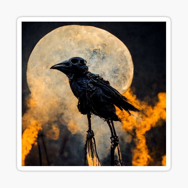 "Moon Raven on Fire" Sticker for Sale by SwishKa-Art | Redbubble