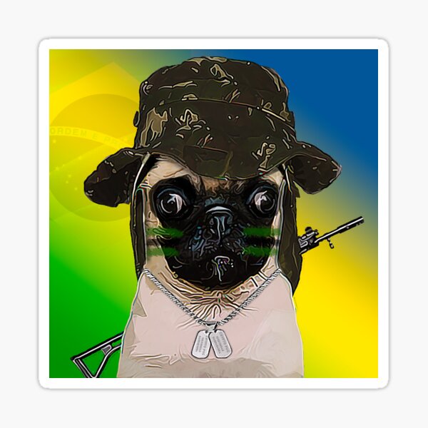 "Brazilian Soldier Pug" Sticker for Sale by lartdesigns | Redbubble