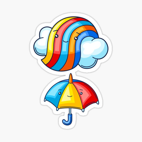 "Rainbow cloud and umbrella" Sticker for Sale by SweetKidsDesign ...