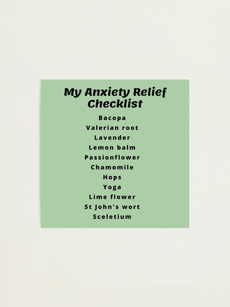 Lámina fotográfica «Lista de verificación para el alivio de la ansiedad ...