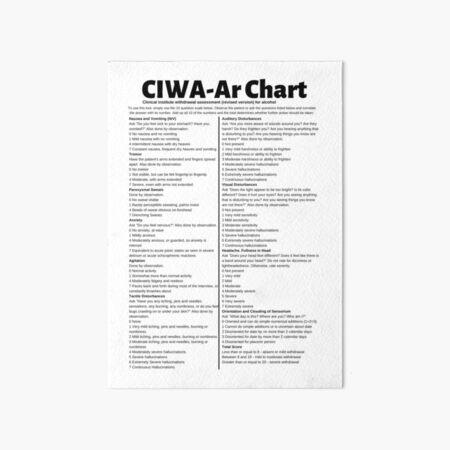 "Clinical Institute Withdrawal Assessment for Alcohol (CIWA-Ar) Chart ...