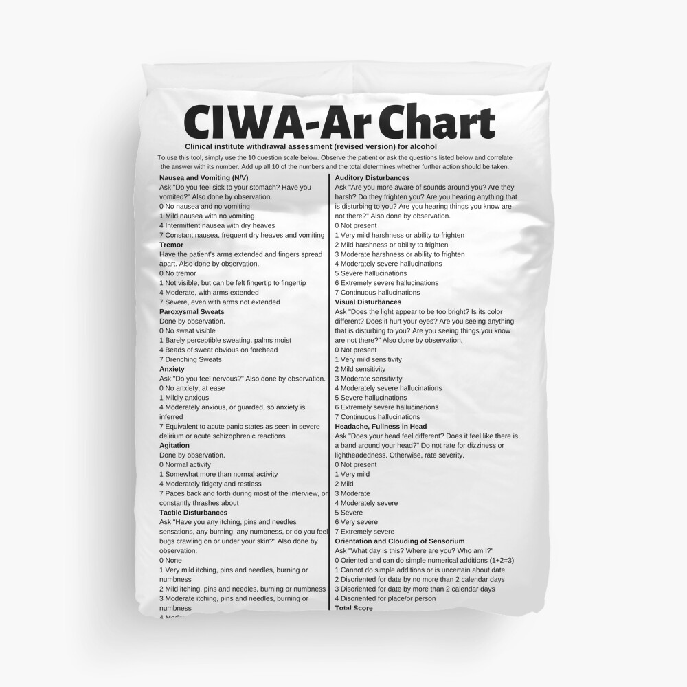 "Clinical Institute Withdrawal Assessment for Alcohol (CIWA-Ar) Chart ...