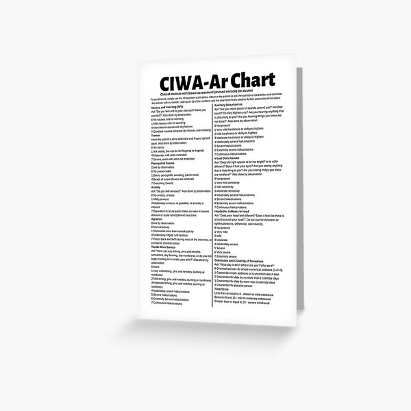 "Clinical Institute Withdrawal Assessment for Alcohol (CIWA-Ar) Chart ...