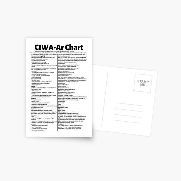 "Clinical Institute Withdrawal Assessment for Alcohol (CIWA-Ar) Chart ...