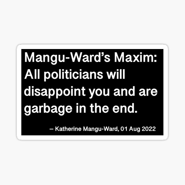 "Mangu-Ward's Maxim" Sticker for Sale by liberty-tees | Redbubble