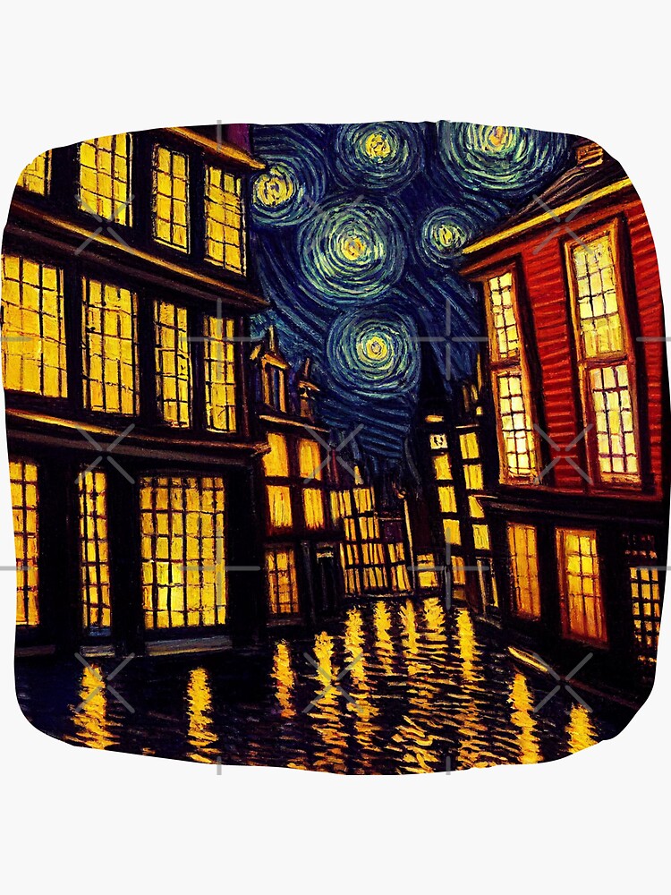 Pegatina «El callejón de una noche estrellada II - Estilo Van Gogh - Harry» de flevin | Redbubble