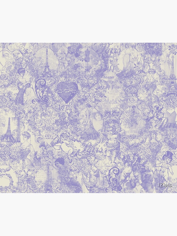 Blue Romantic Angels Flowers French Vintage Eifel Tower Toile Design ...