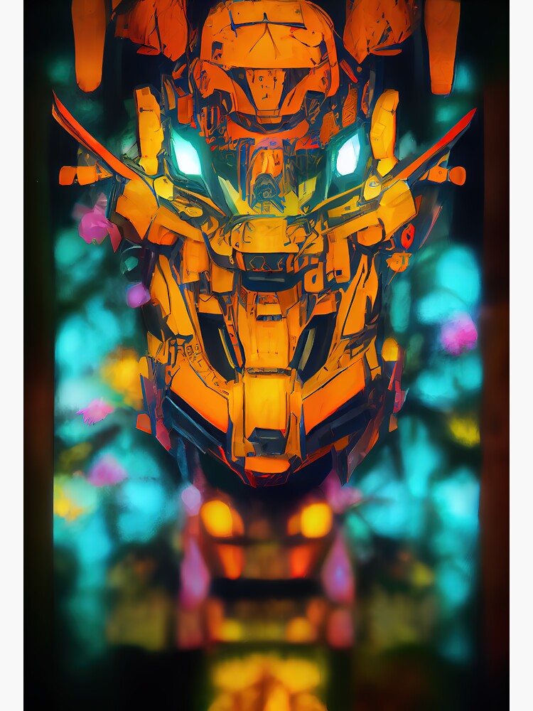 "Mecha&flowers/ Orange - Anime Mecha" Sticker for Sale by ltviuo ...