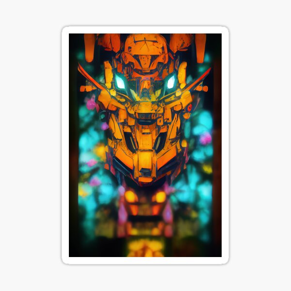"Mecha&flowers/ Orange - Anime Mecha" Sticker for Sale by ltviuo ...