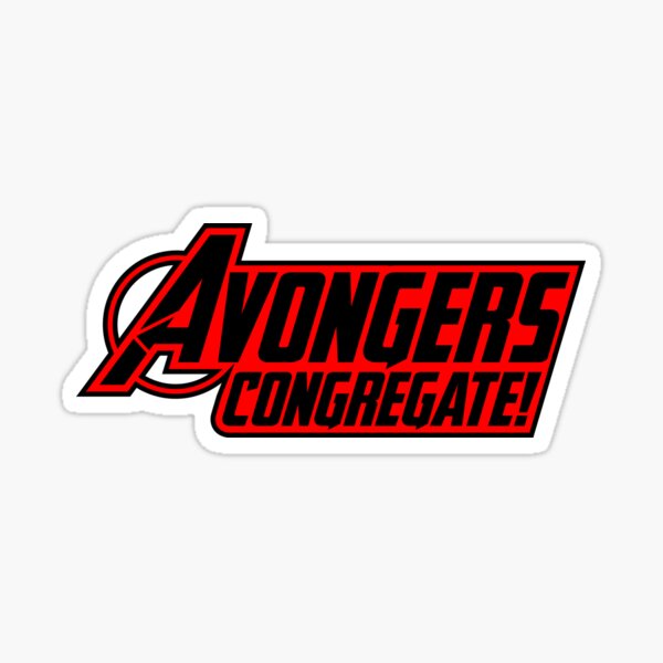 "AVONGERS CONGREGATE! (Original Bootleg Superheroes logo)" Sticker for ...