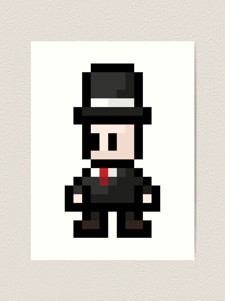"Little Top Hat Man Pixel Art for gamers. T-Shirts, Hats, and Stickers ...