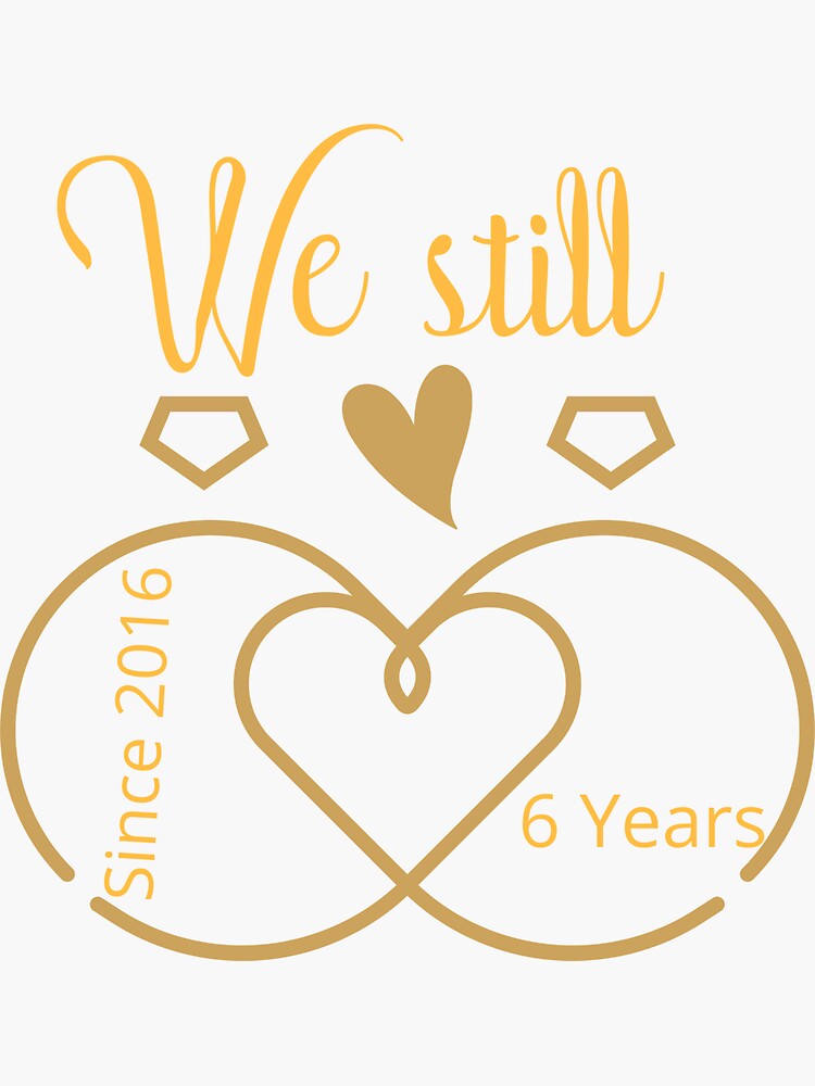 "6th wedding anniversary,romantic couple married 6 years" Sticker for ...