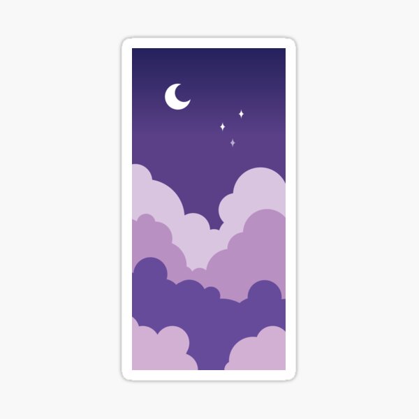 "Dark Purple Sky with Moon and Clouds Vertical" Sticker for Sale by ...