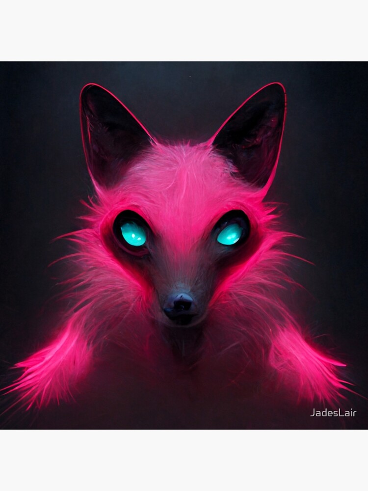 "Pink Neon Alien Fox with Blue Eyes" Poster for Sale by JadesLair ...