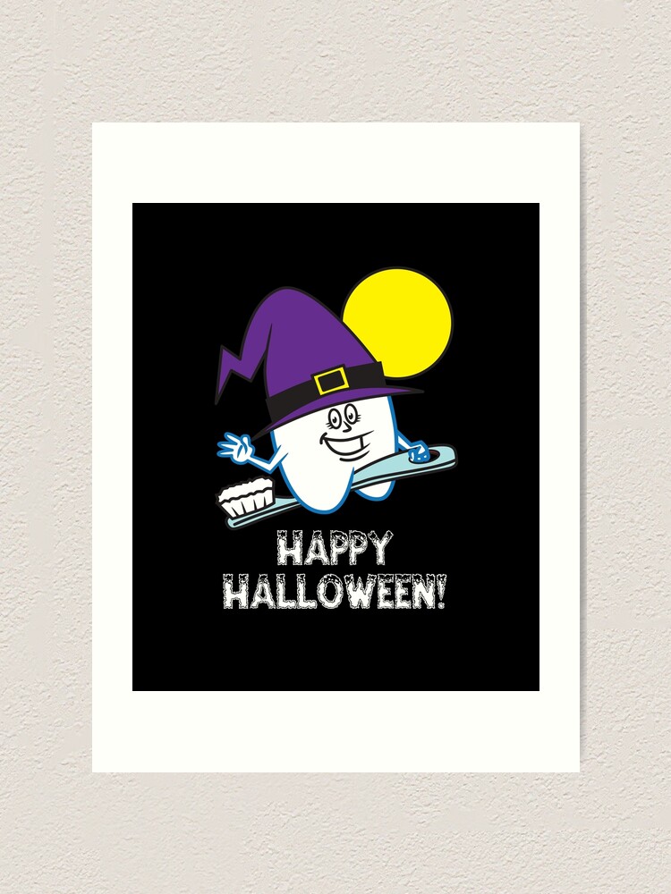 "Halloween Dentist Witch Tooth Cartoon" Art Print for Sale by ...