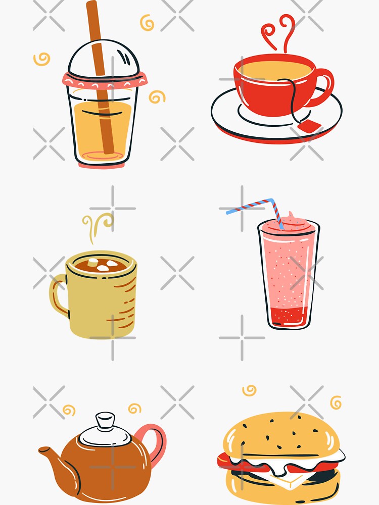"Foodie| Burger, Smoothie, Coffee, Tea, kettle, soft drink" Sticker for ...