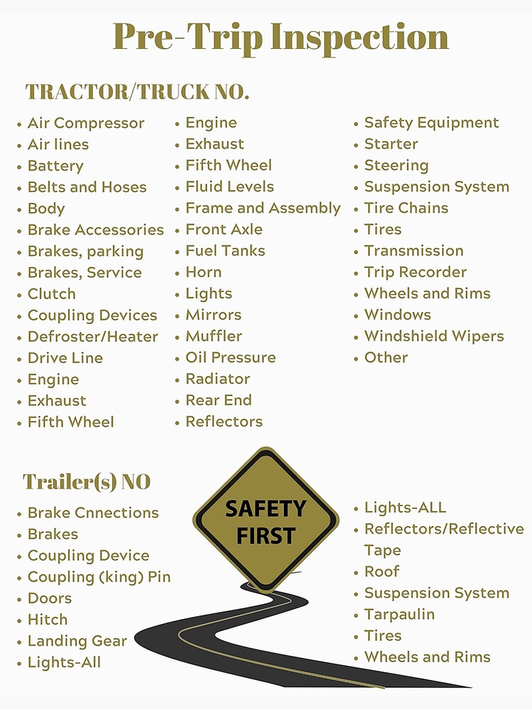 "Pre-Trip Inspection Gold" Poster for Sale by MyTreeHouse | Redbubble