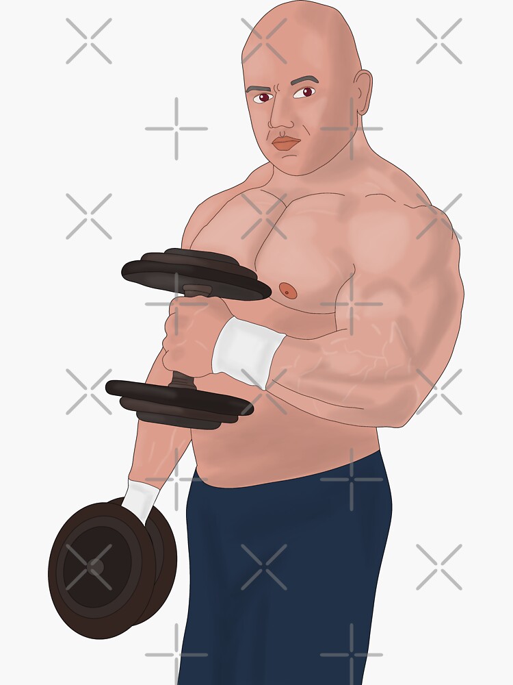 "A bodybuilder daddy training with dumbbells" Sticker for Sale by ...