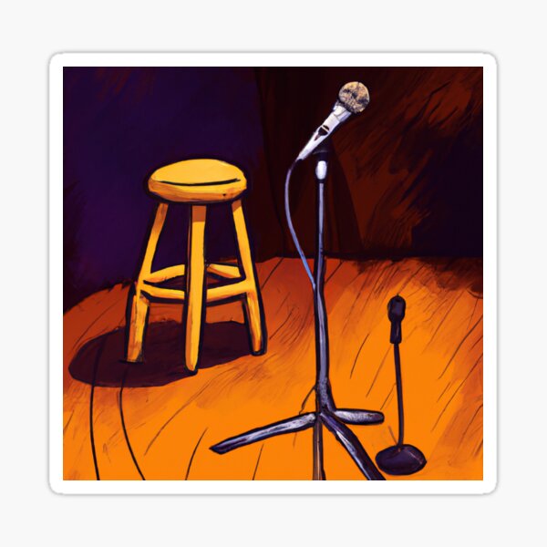 "Cezanne Inspired Standup Comedy Mic and Stool Set Onstage" Sticker for ...