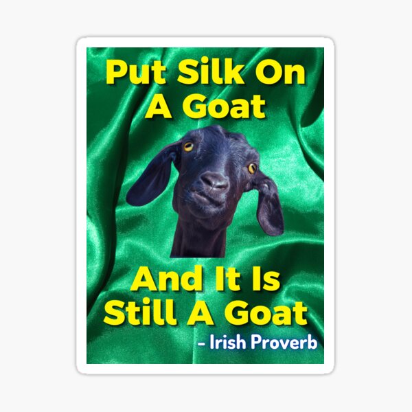 "Irish Proverb - Put Silk On A Goat And It Is Still A Goat" Sticker for ...