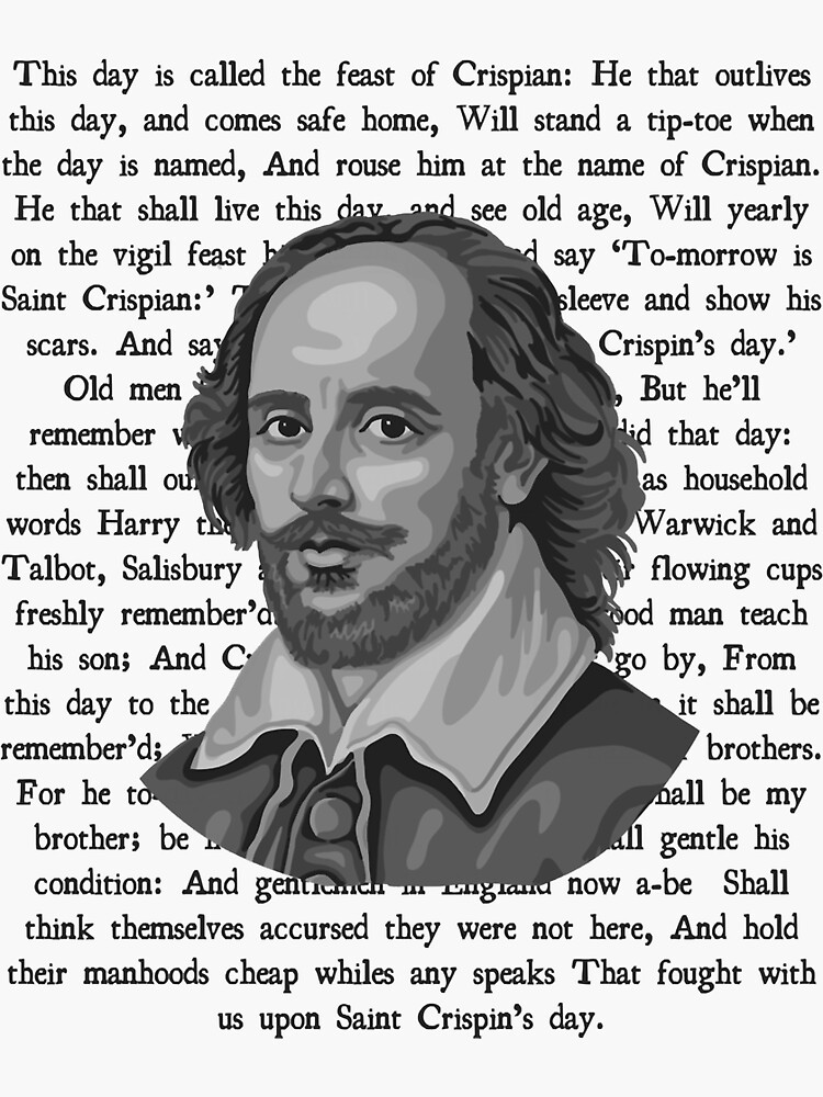 "Shakespeare Saint Crispin Speech" Sticker for Sale by LitPrintsA ...