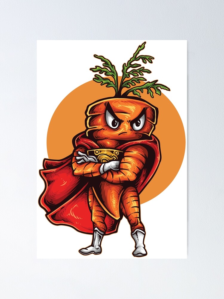 "Angry Carrot Foodietoon Love Superhero " Poster for Sale by ProjectX23 ...