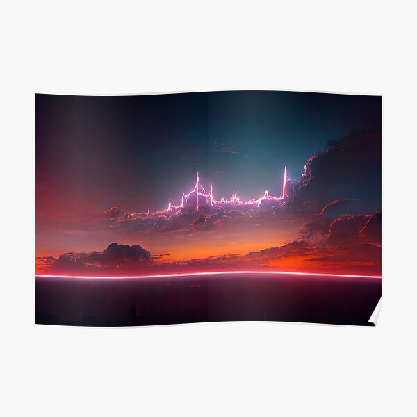 "Vaporwave Lightning Design | 80's Aesthetic " Poster for Sale by ...