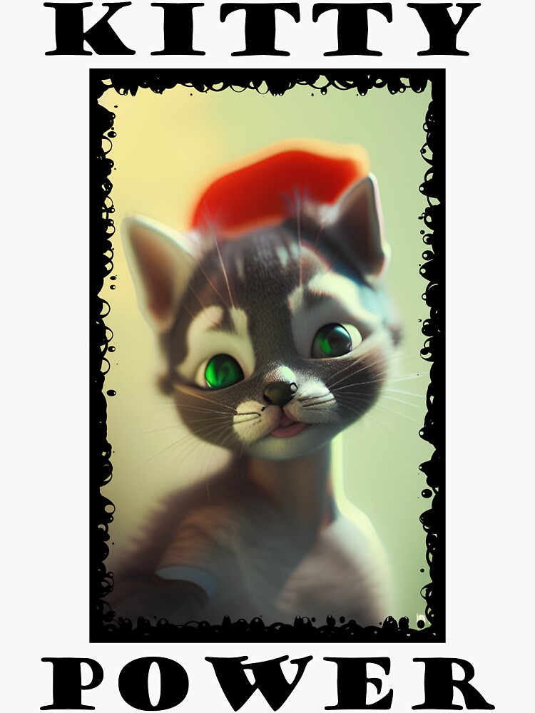 "Kitty Power is Real!" Sticker for Sale by LittleTommyD | Redbubble