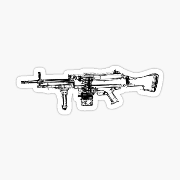 "heavy machine gun" Sticker for Sale by zettshop | Redbubble