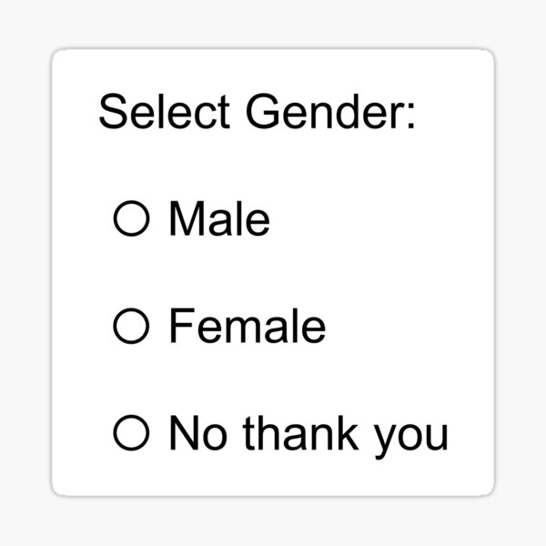 "Select Gender" Sticker for Sale by chipbeing | Redbubble
