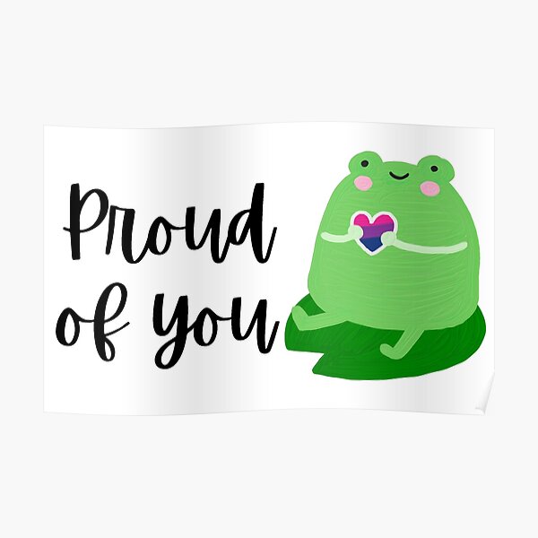 "proud of you - frog with bi pride heart" Poster for Sale by ...