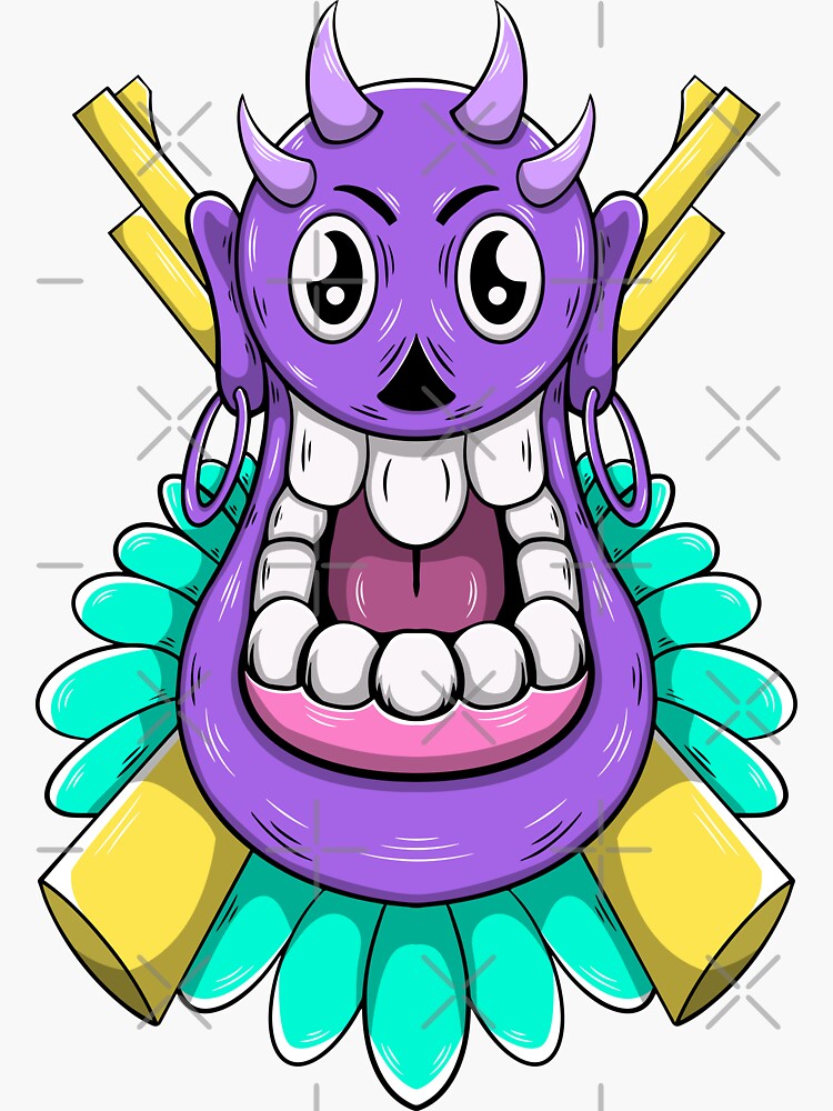 "Horned skull with gun in graffiti style" Sticker for Sale by ...