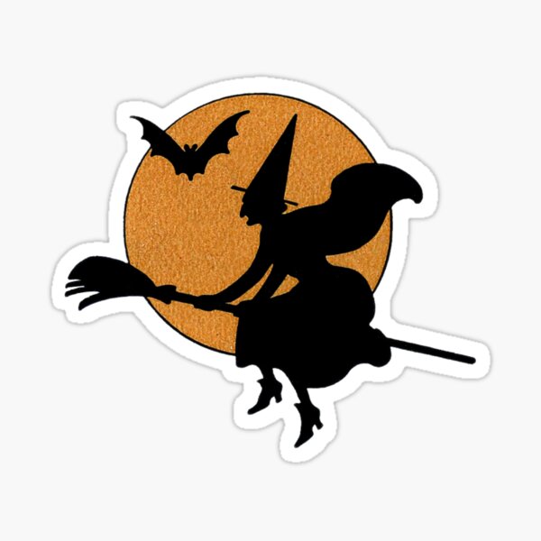 "Halloween Witch on a Broom " Sticker for Sale by rawgii1 | Redbubble