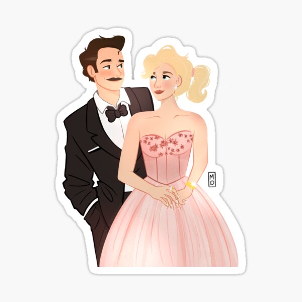 "Mustache Man & Tall English Woman Emmys" Sticker for Sale by ...