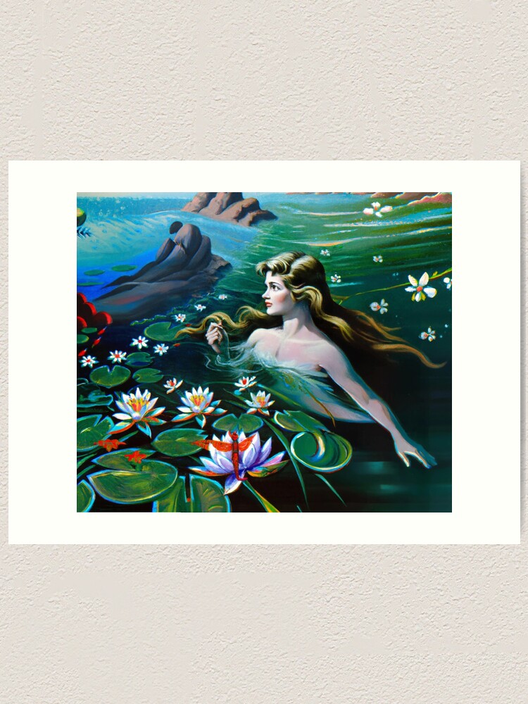 "Vintage Mermaid Artwork Mermaids Ocean Retro Art" Art Print for Sale ...