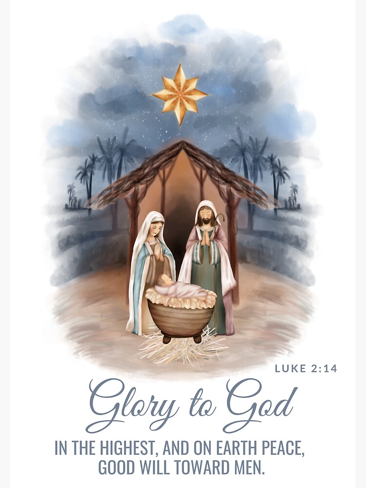 "Nativity Scene Bible Verse Christmas" Sticker for Sale by ...