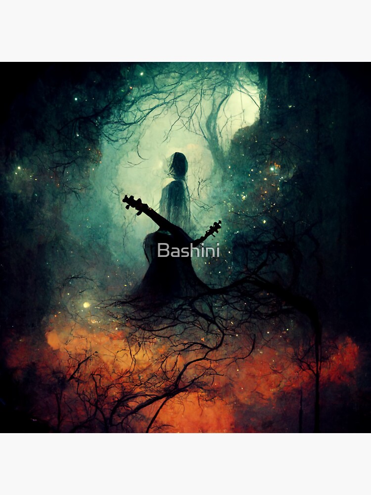 "Dark fantasy guitar art" Sticker for Sale by Bashini | Redbubble