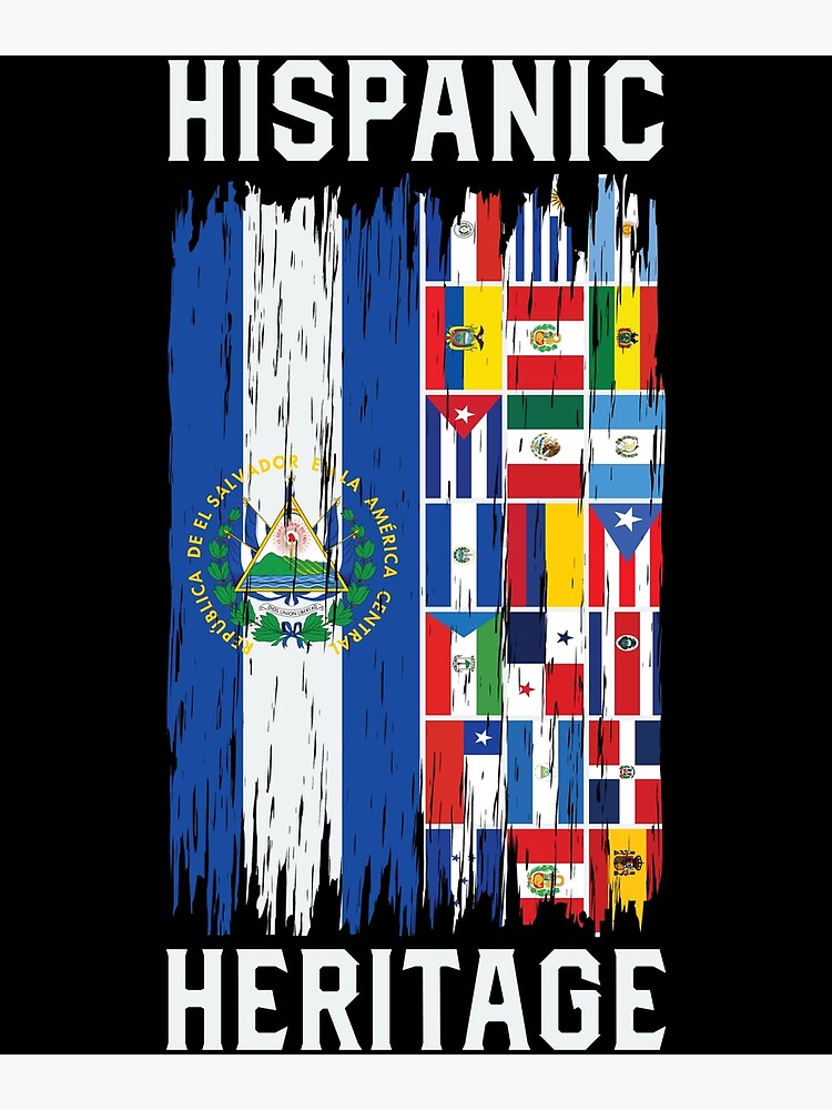 "Vintage El Salvador Salvadorean Flag Hispanic Heritage Month" Poster ...