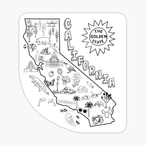"California State Map with Pictures" Sticker for Sale by ...