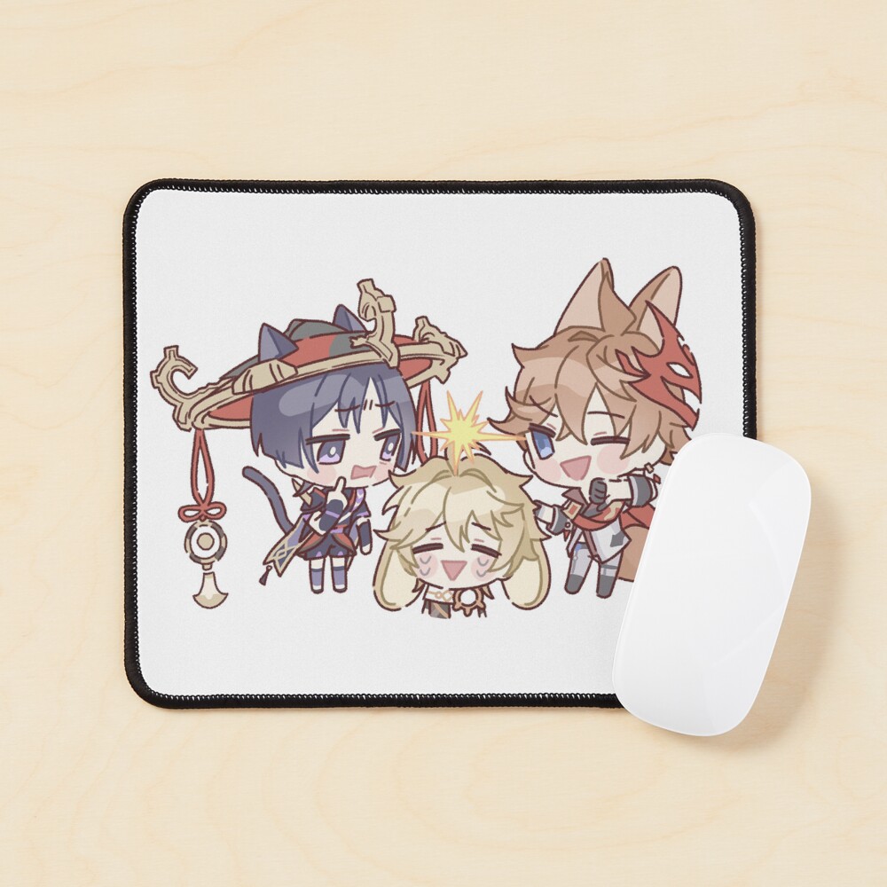 "Genshin Impact Chibi Scaramouche, Childe, and Aether " Sticker for ...