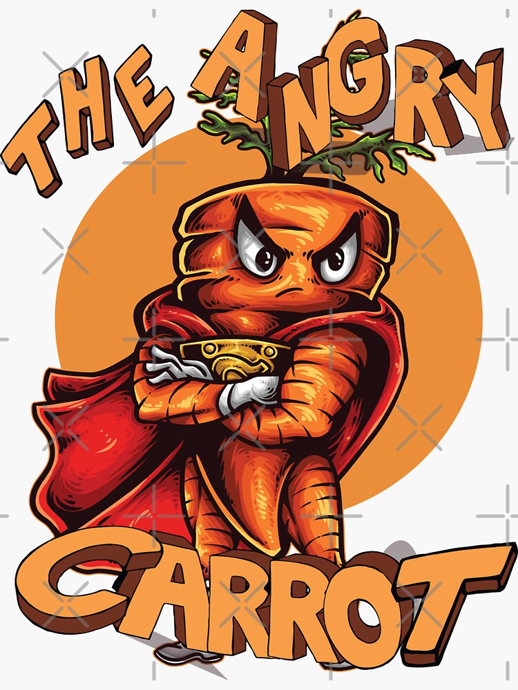 "Angry Carrot Love Superhero Cartoon" Sticker for Sale by ProjectX23 ...