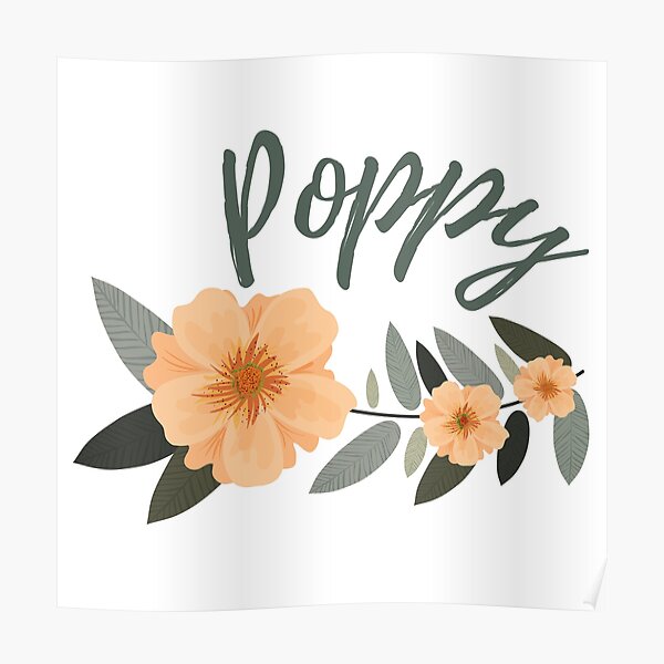 "Poppy Name With Pretty Flowers | Neutral Color Colour Name Design ...