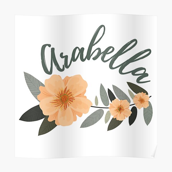 "Arabella Name With Pretty Flowers | Neutral Color Colour Name Design ...