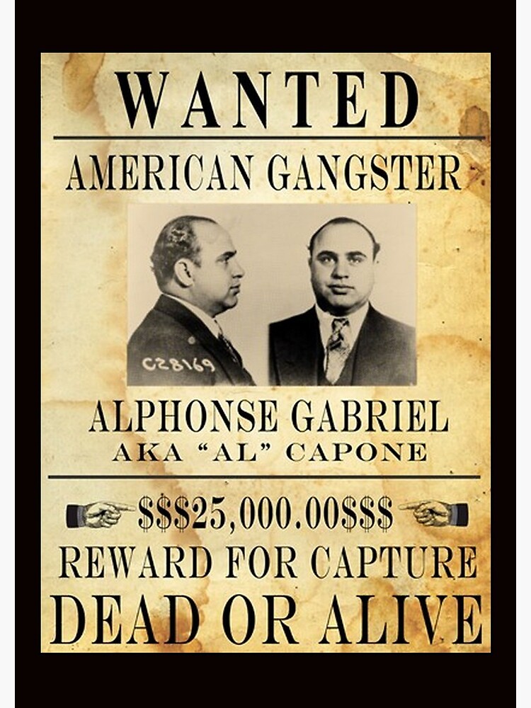 "AL CAPONE : Vintage Gangster Wanted Poster" Spiral Notebook for Sale ...