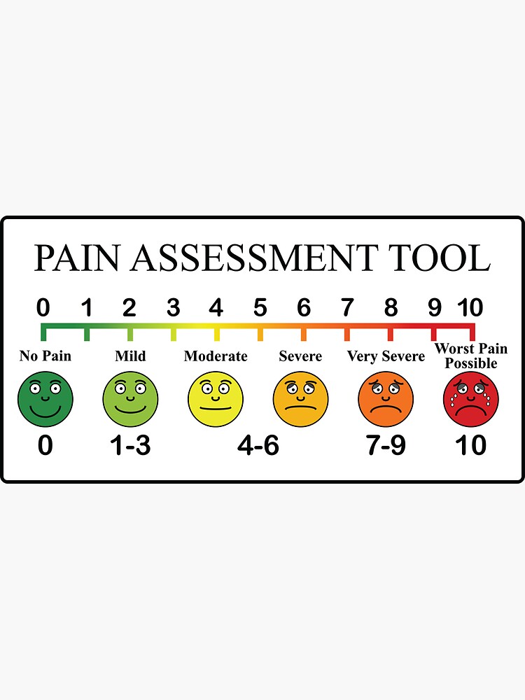 "Pain Scale" Sticker for Sale by jokertoken | Redbubble