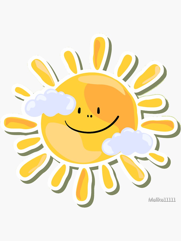 "happy sun " Sticker for Sale by Malika11111 | Redbubble