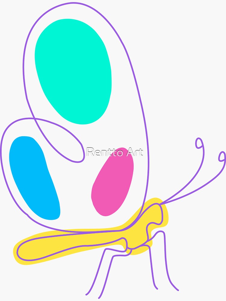 "Beautiful cute color one line art Butterfly" Sticker for Sale by Ahmed ...