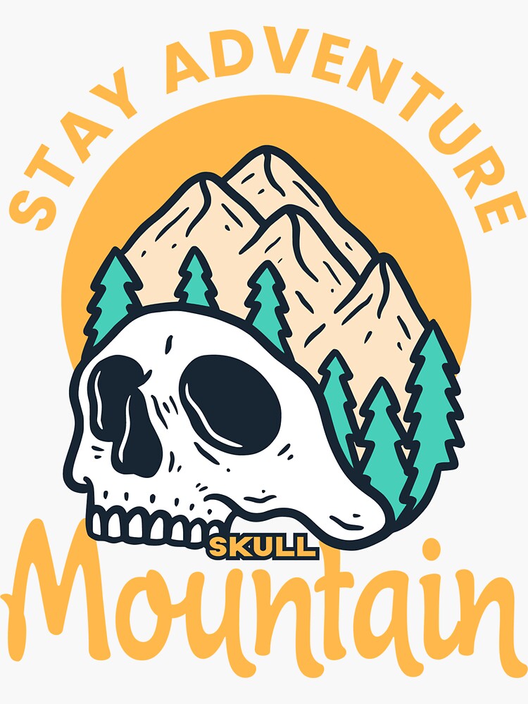"Skull Adventure Mountain Brain Illustration" Sticker for Sale by ...
