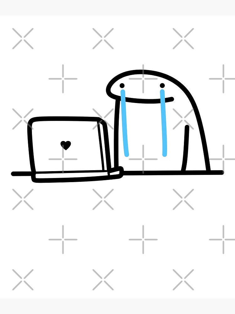 Póster «Flork llorando frente a la laptop meme pegatinas» de ...