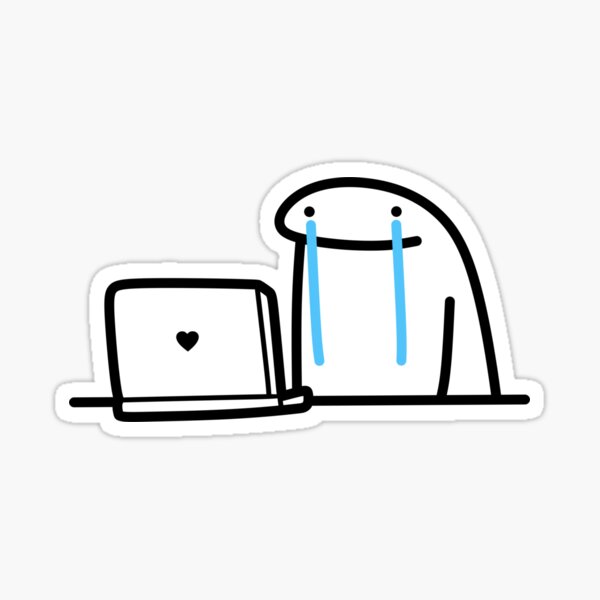 "Flork crying in front of the laptop meme stickers " Sticker for Sale ...
